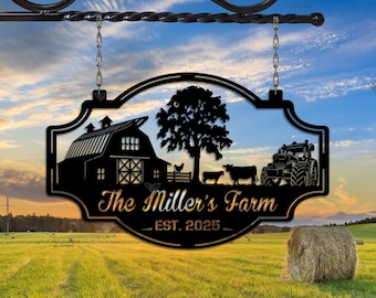 Personalized Farmhouse Sign, Metal Farm Sign, Custom Metal Farm Name ...