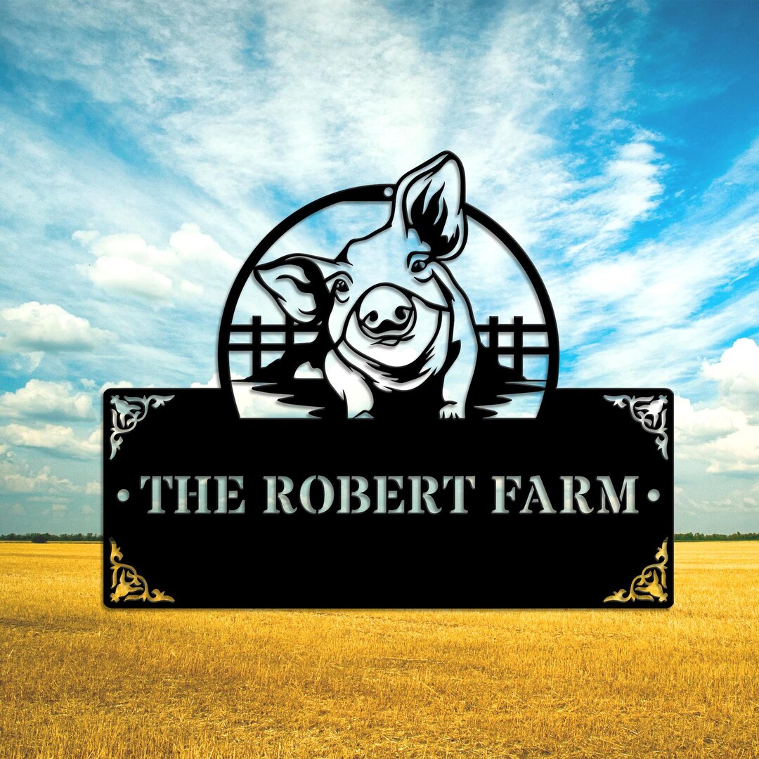 Personalized Pig Metal Sign, Pig Wall Art, Pig Decor, Pig Farm Sign ...