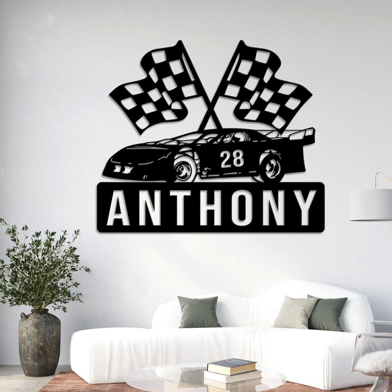 Personalized Racing Car Metal Sign Wall Art, Race Car Signs, Sports ...