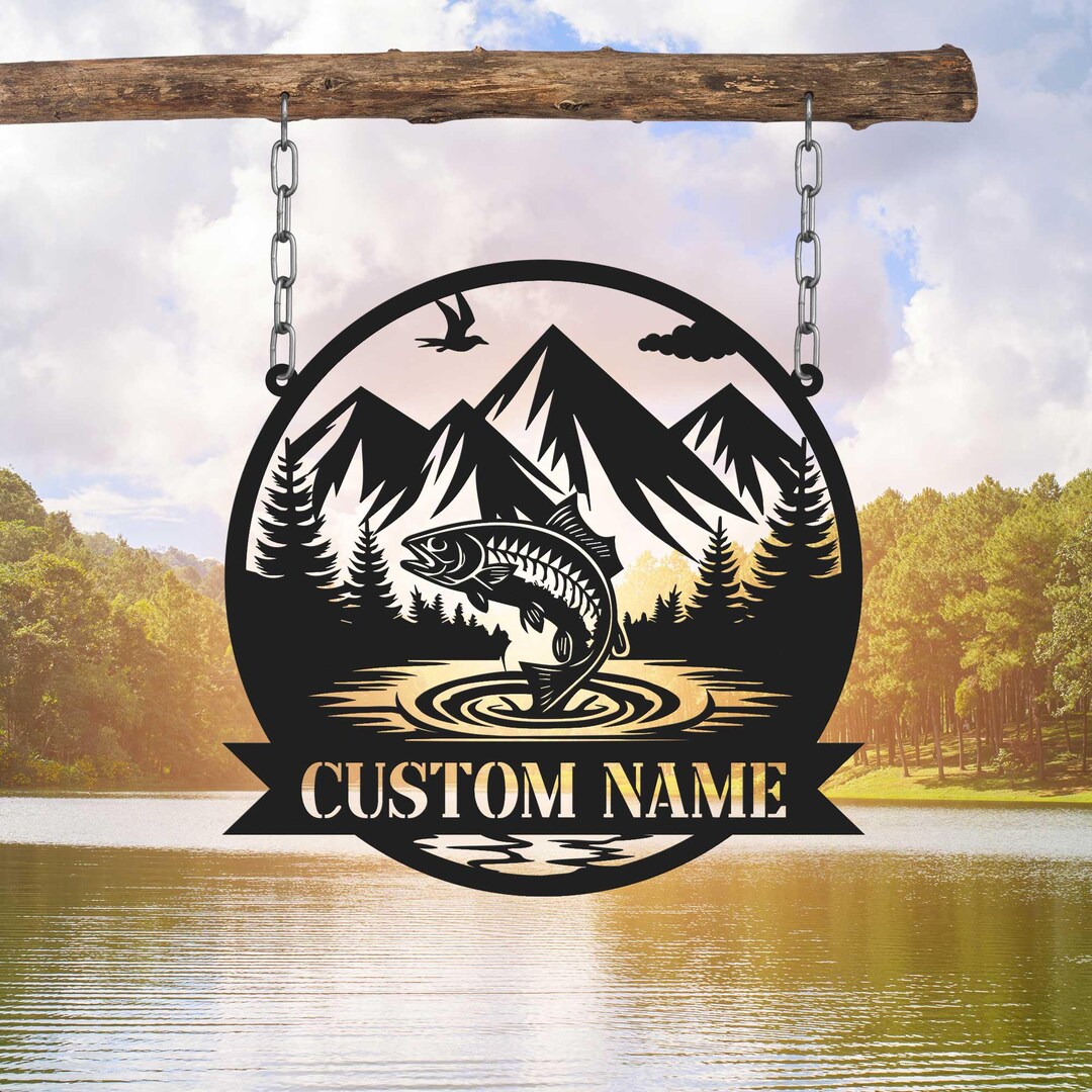 Personalized Fish Metal Name Sign|outdoor Bass Fishing Sign Fishing ...
