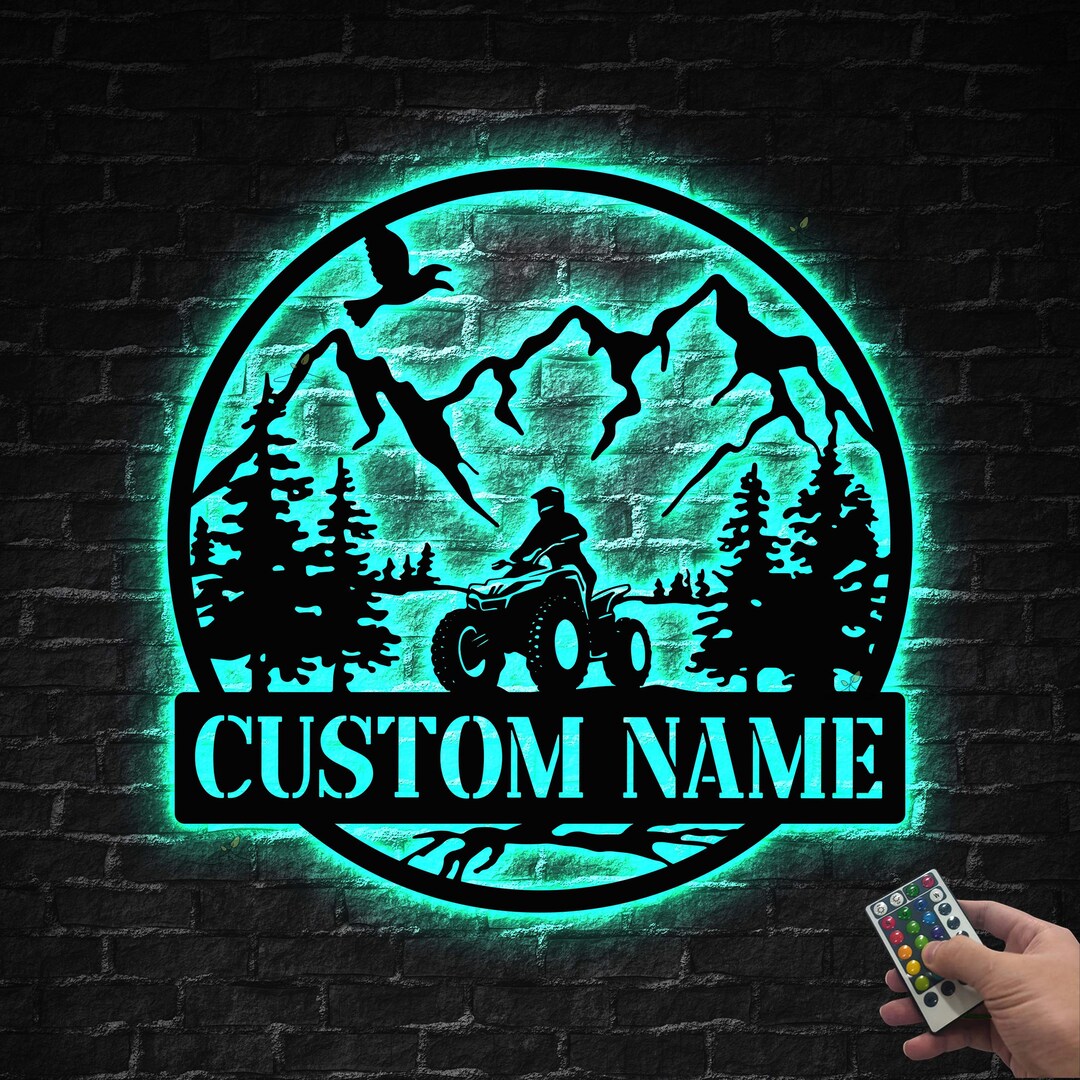 Custom ATV Metal Monogram Sign LED Lign |quad Motocross Four Wheeler ...