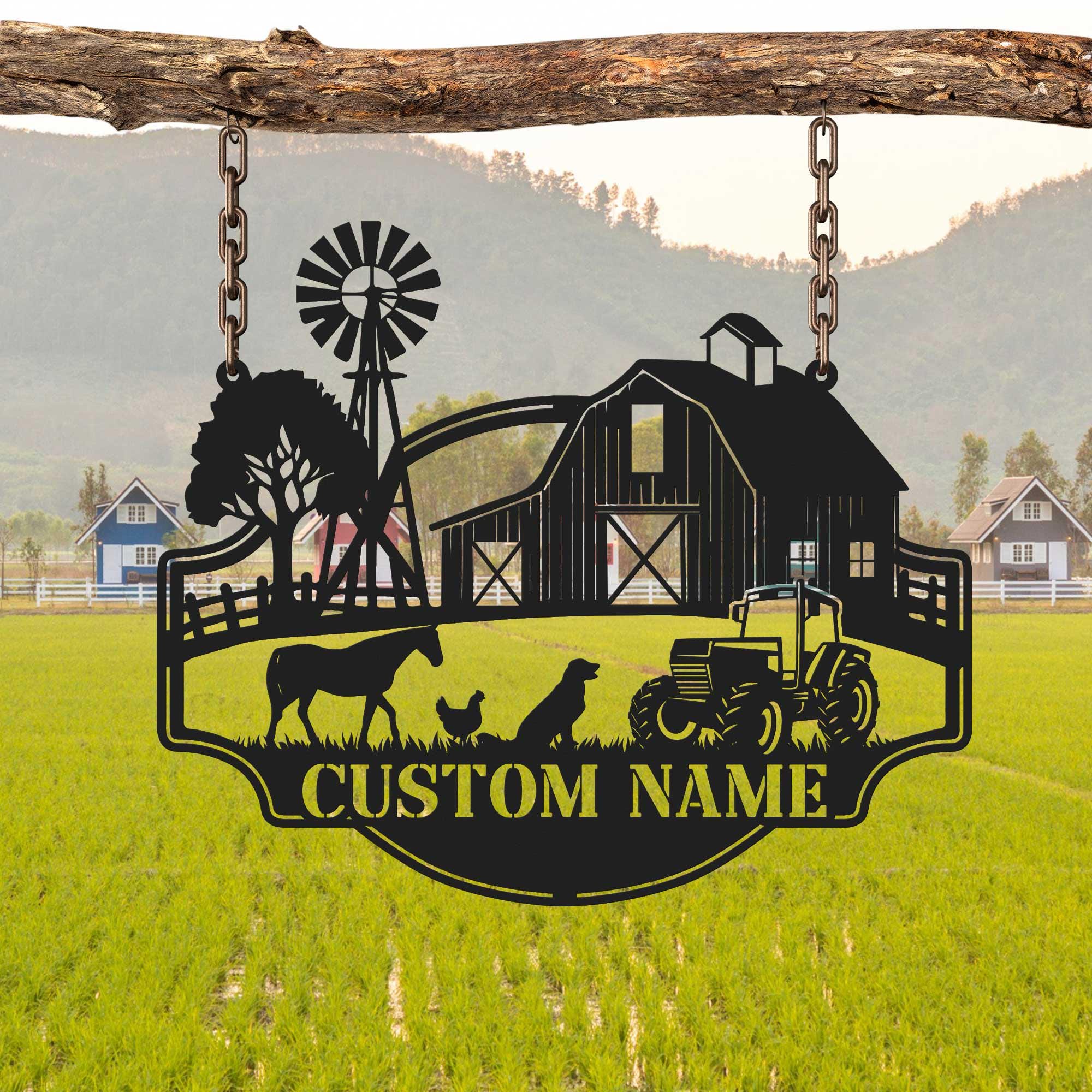 Custom Farmhouse Sign, Metal Farm Sign, Personalized Metal Farm Name ...