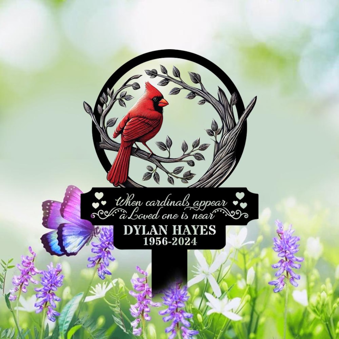 Custom Memorial Stake Metal Sign, Cardinal Garden Stakes, Cardinals ...