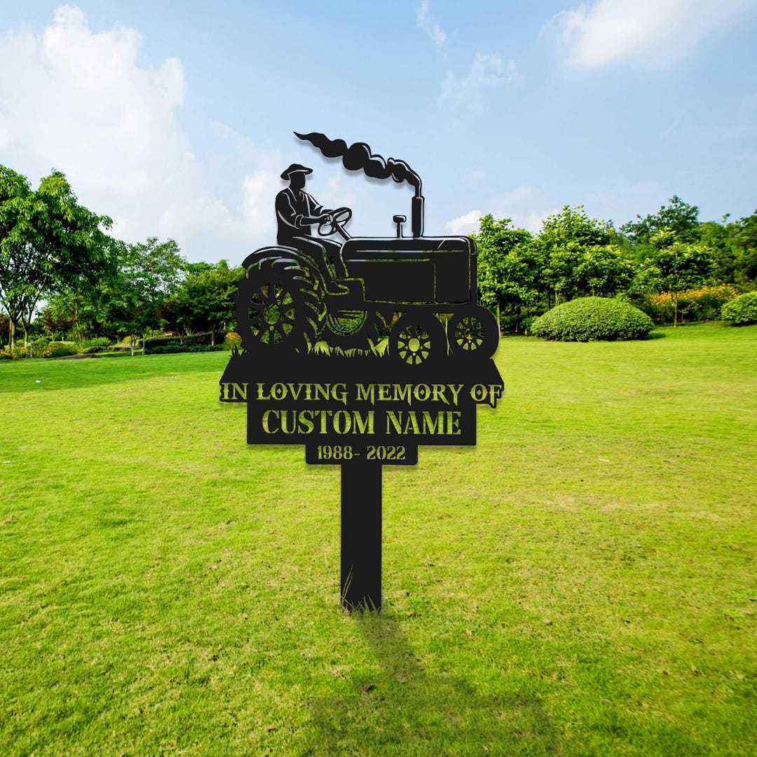 Custom Tractor Memorial Plaque Stake, Tractor Signs, Dad Loss, Farmer ...