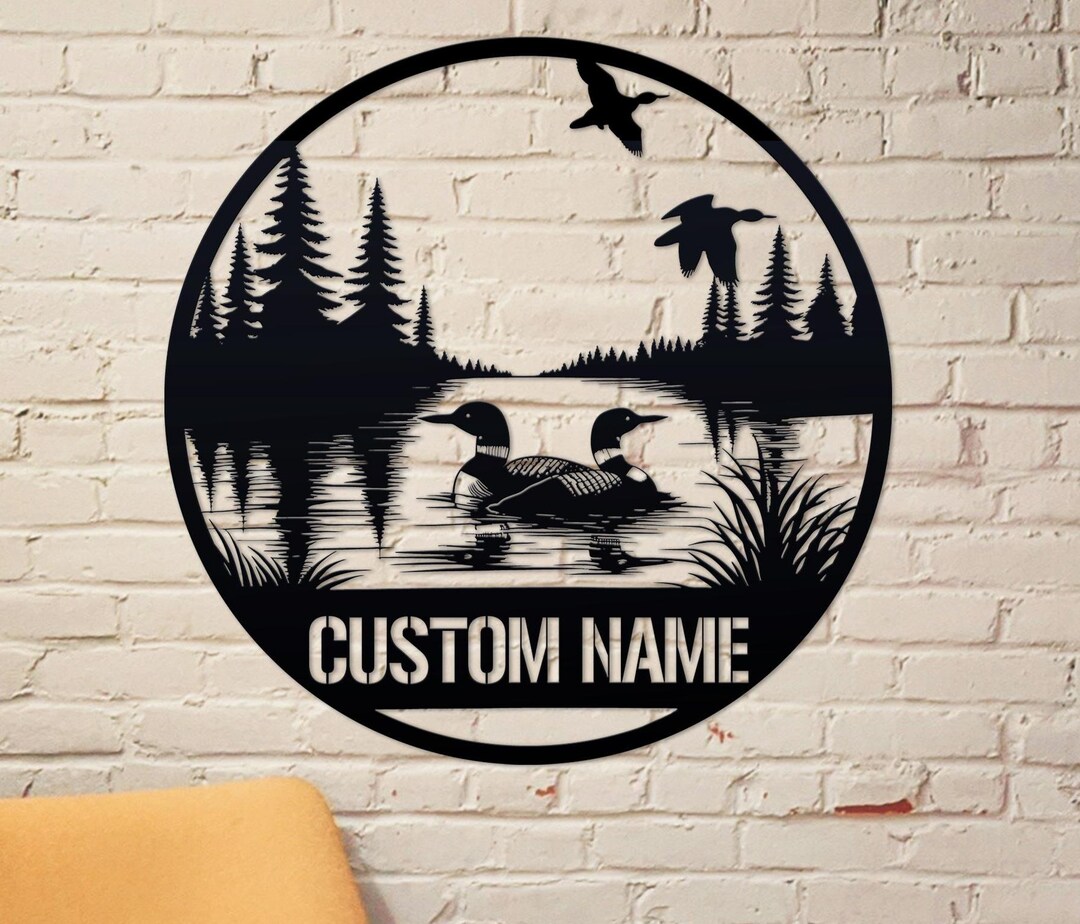 Custom Lake Loons Metal Sign Wall Art,personalized Duck Loons Name Sign ...
