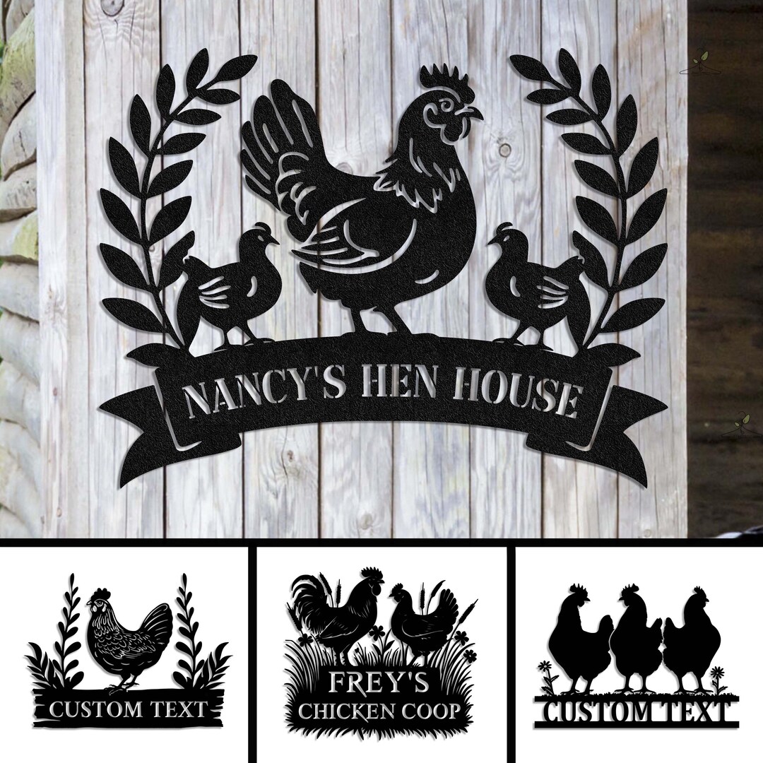Custom Metal Hen House Sign, Personalized metal Chicken Silhouette Wall ...