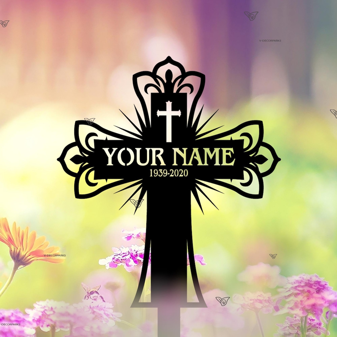 Custom Metal Cross Memorial Stake: Personalized Grave Marker - Etsy