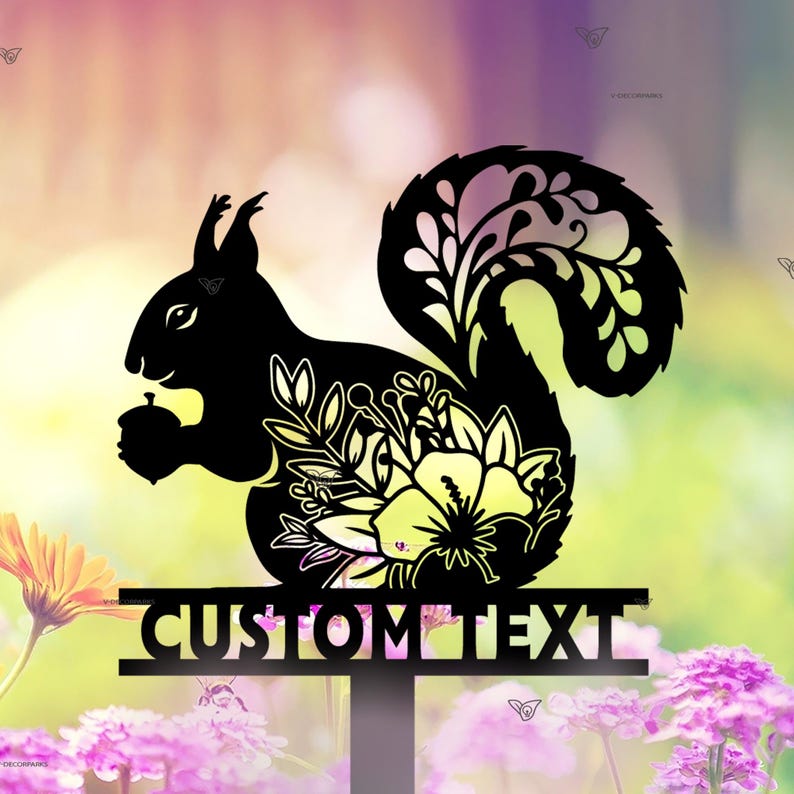 Custom Squirrel Metal Garden Stake, Personalized Squirrel Name Signs ...