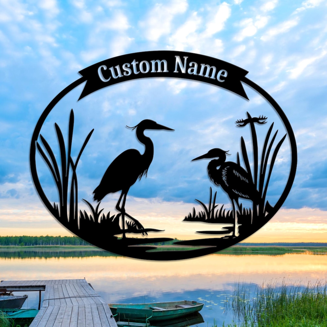 Personalized Metal Heron Sign, Great Blue Heron Sign, Custom Heron Sign ...