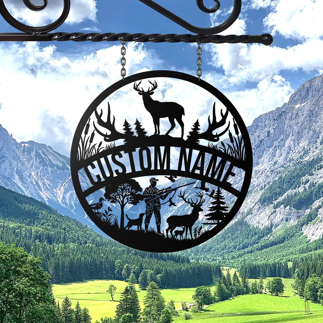 Personalized Deer Hunting Scene Metal Wall Art, Custom Hunting Metal ...