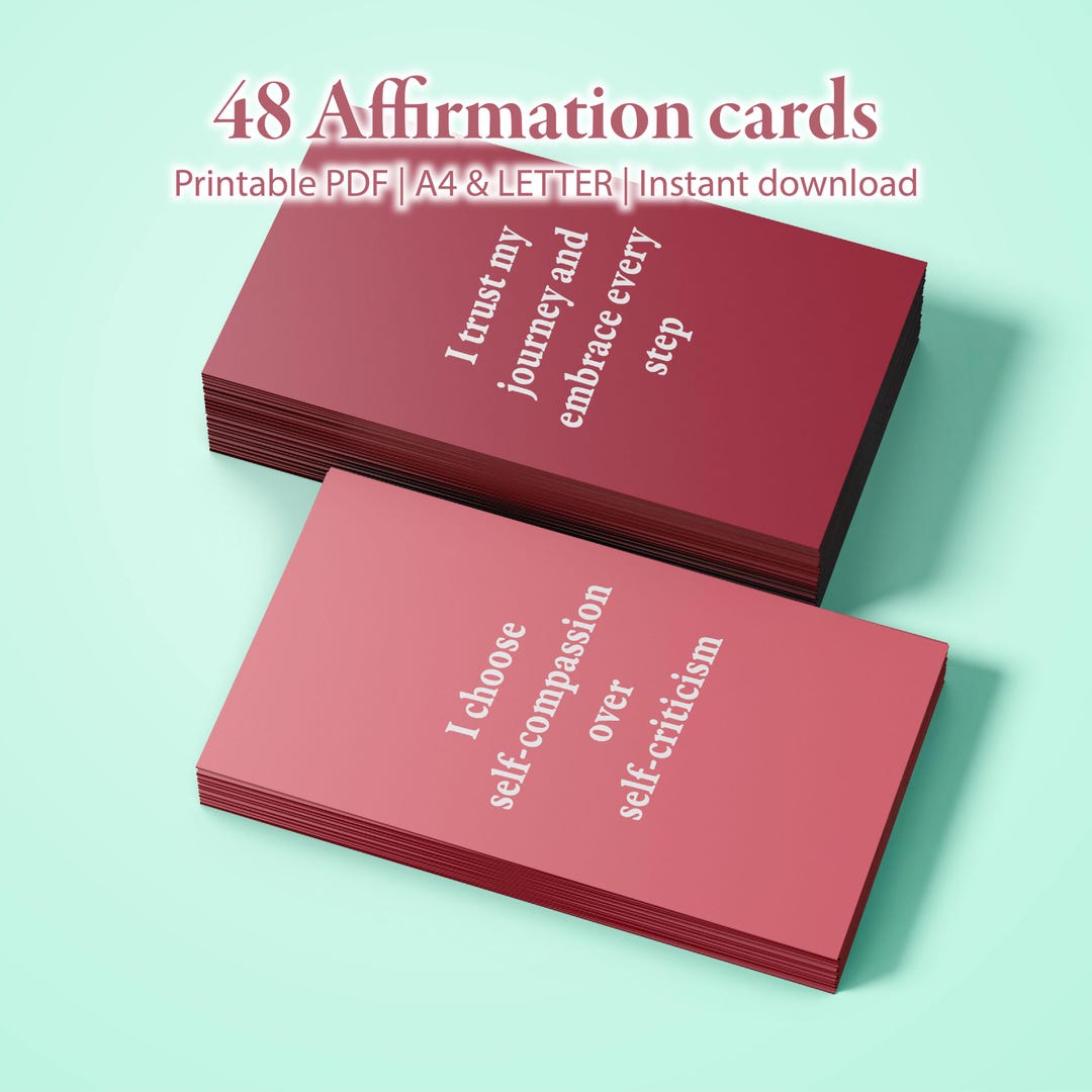 48 Printable Valentine Affirmation Cards Self-love Cards Positive ...