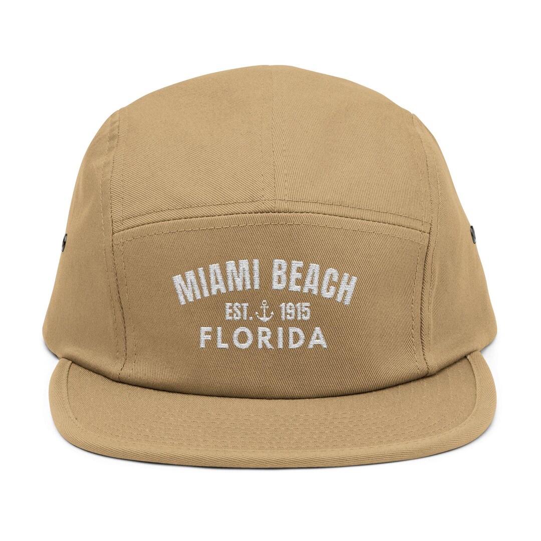 Miami Beach 5 Panel Cap, Embroidered Hat for Beach Lovers, Sunshine ...