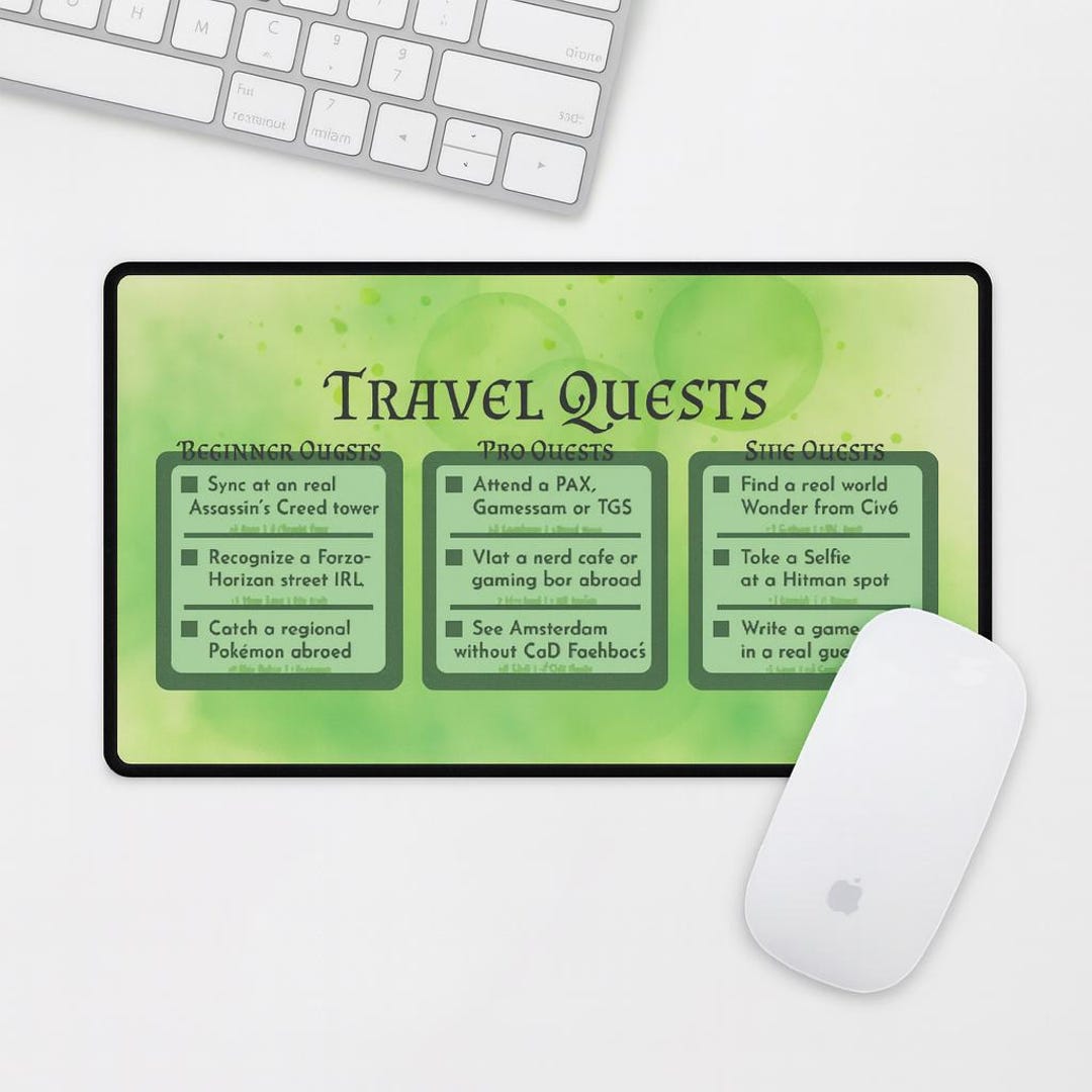 Travel Quest Mousepad - Geeky Desk Mat for Digital Nomads, Gamers ...