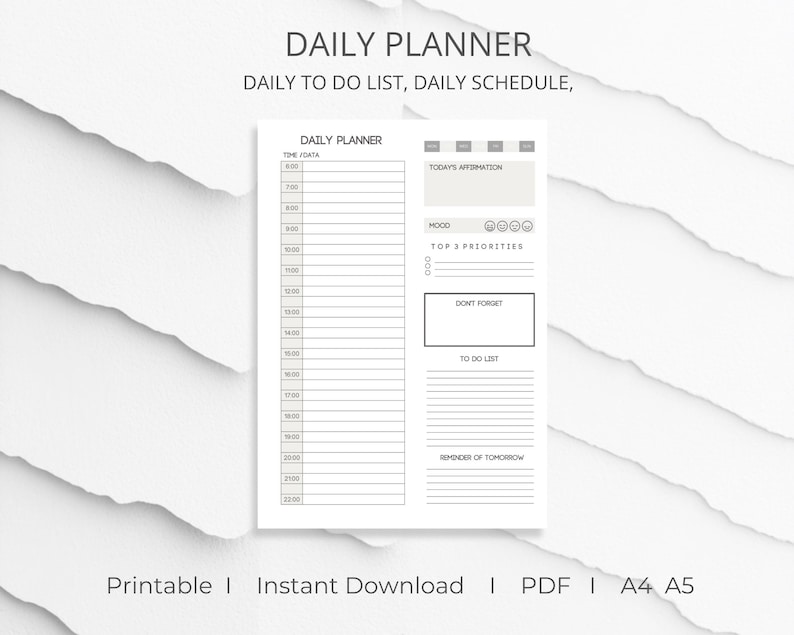 Printable To-do List Template | Printable Daily Schedule PDF | Instant ...