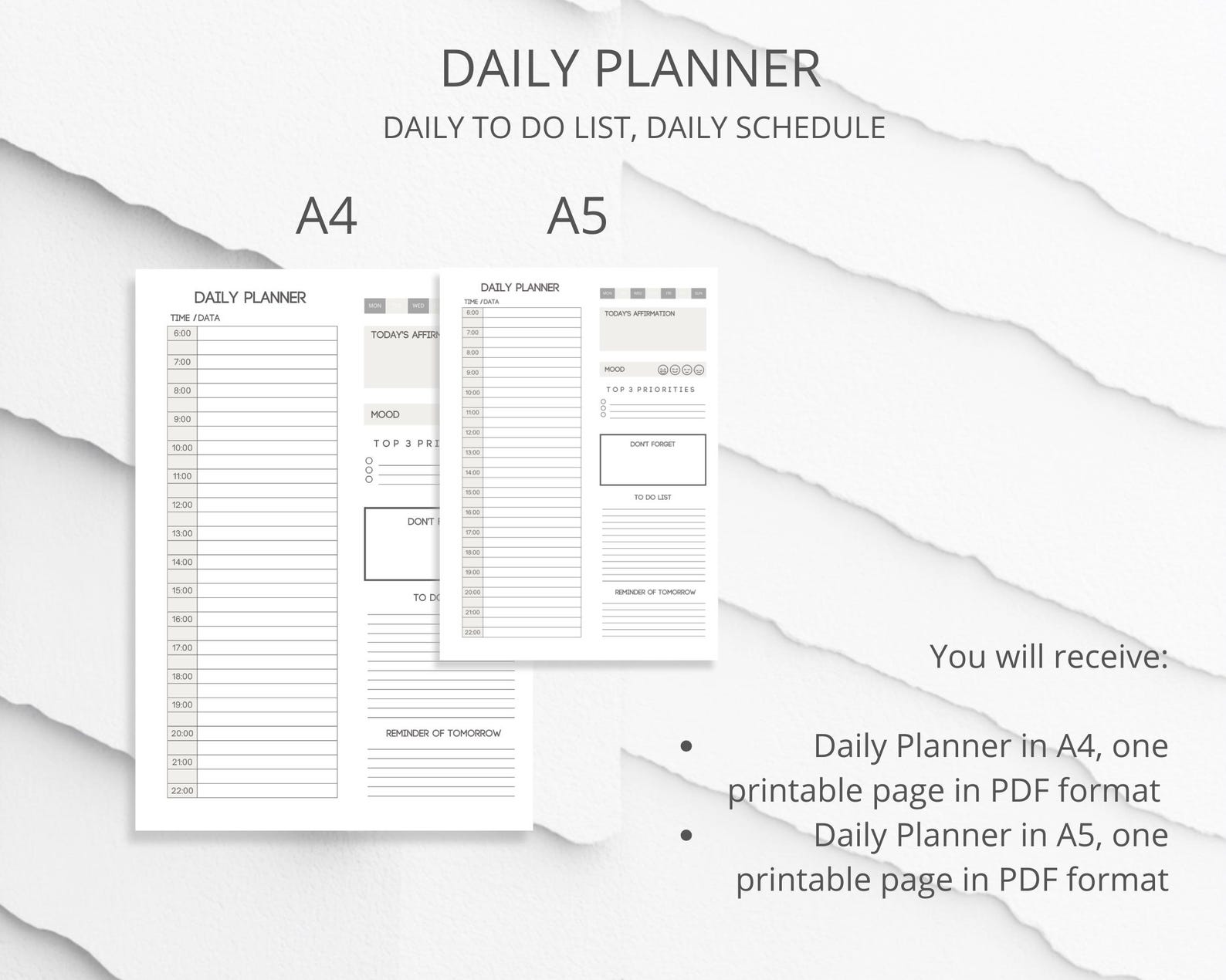 Printable To-do List Template | Printable Daily Schedule PDF | Instant ...