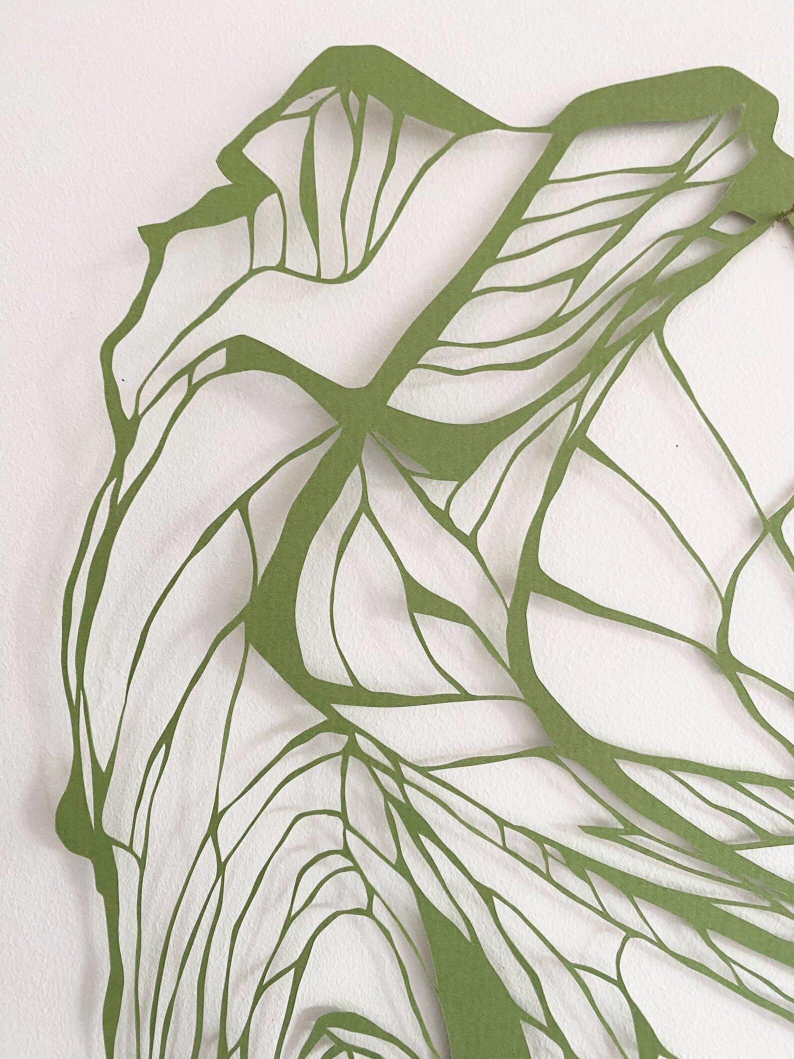 Boho Organic Style Sage Green Abstract Papercut Art Hand Made Paper ...