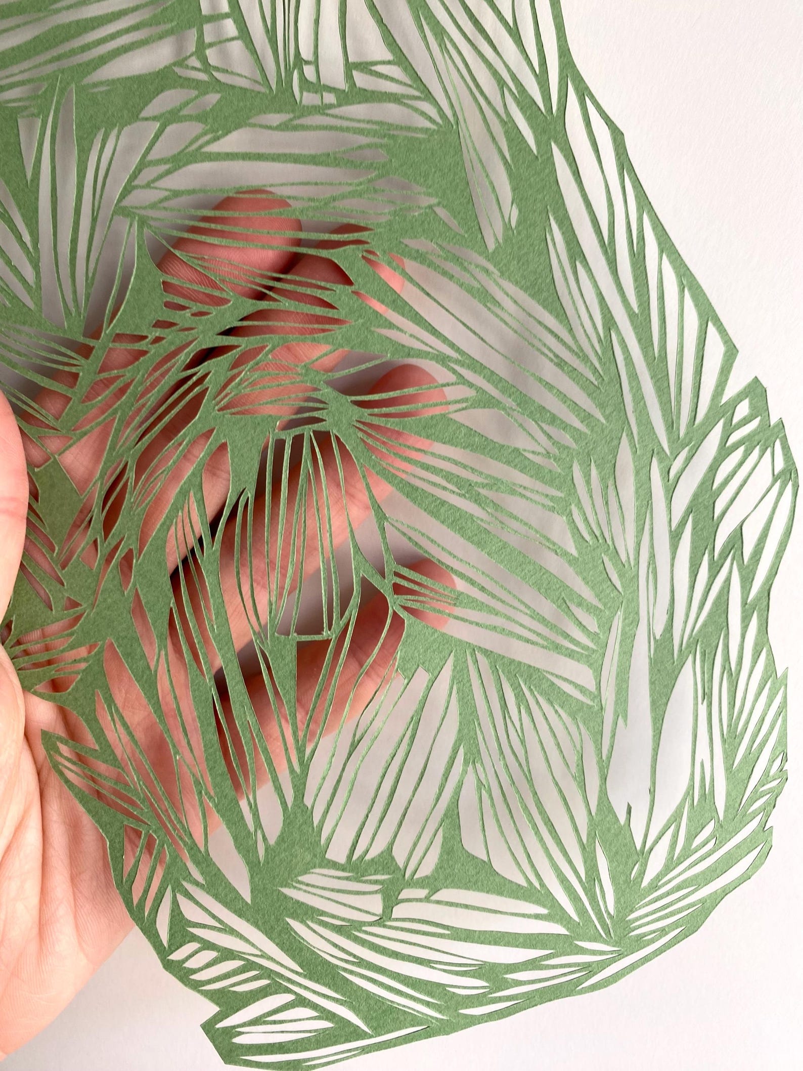 Geometric Abstract Lines Handmade Detailed Paper Relief. Sage Green ...