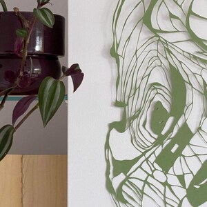 Boho Organic Style Sage Green Abstract Papercut Art Hand Made Paper ...