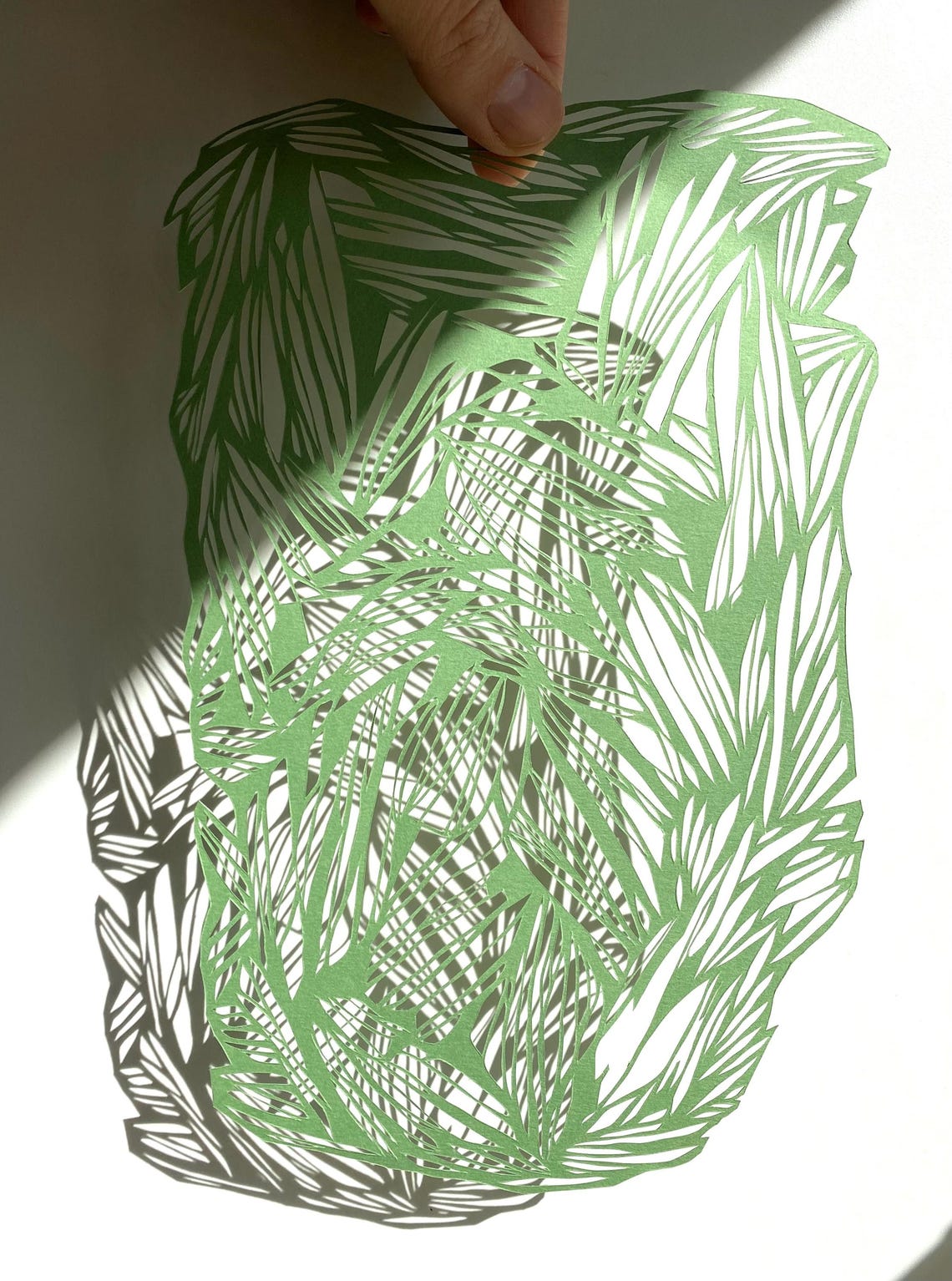 Geometric Abstract Lines Handmade Detailed Paper Relief. Sage Green ...