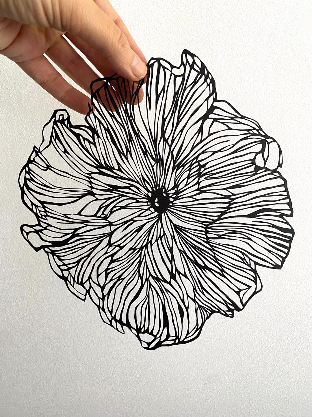 Black Flower Fragile Floral Organic Papercut Art Hand Made Paper ...