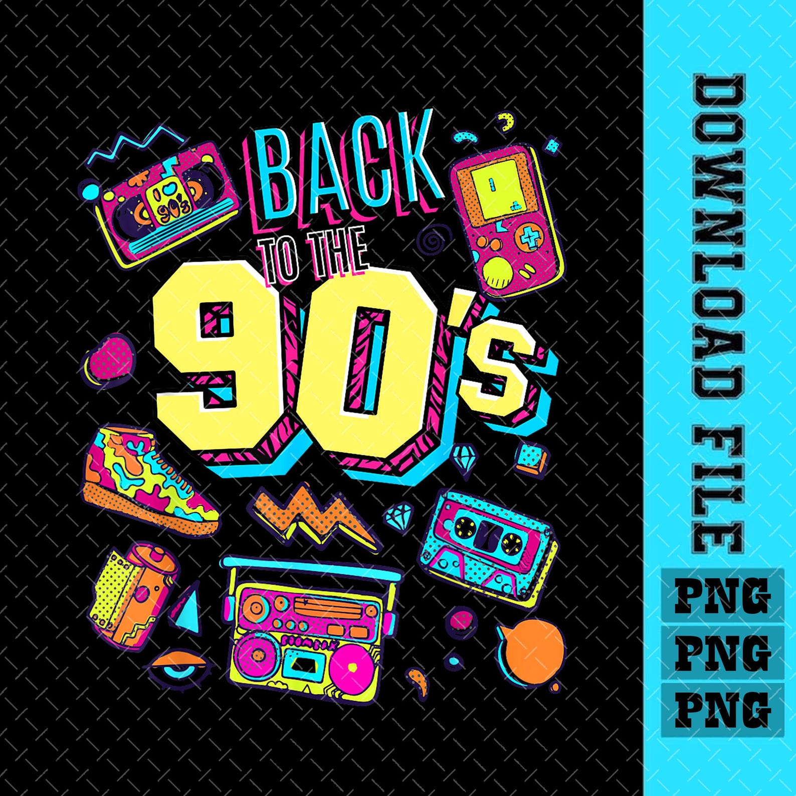 90s Retro Clipart PNG: Nostalgic Design (digital Download) - Etsy