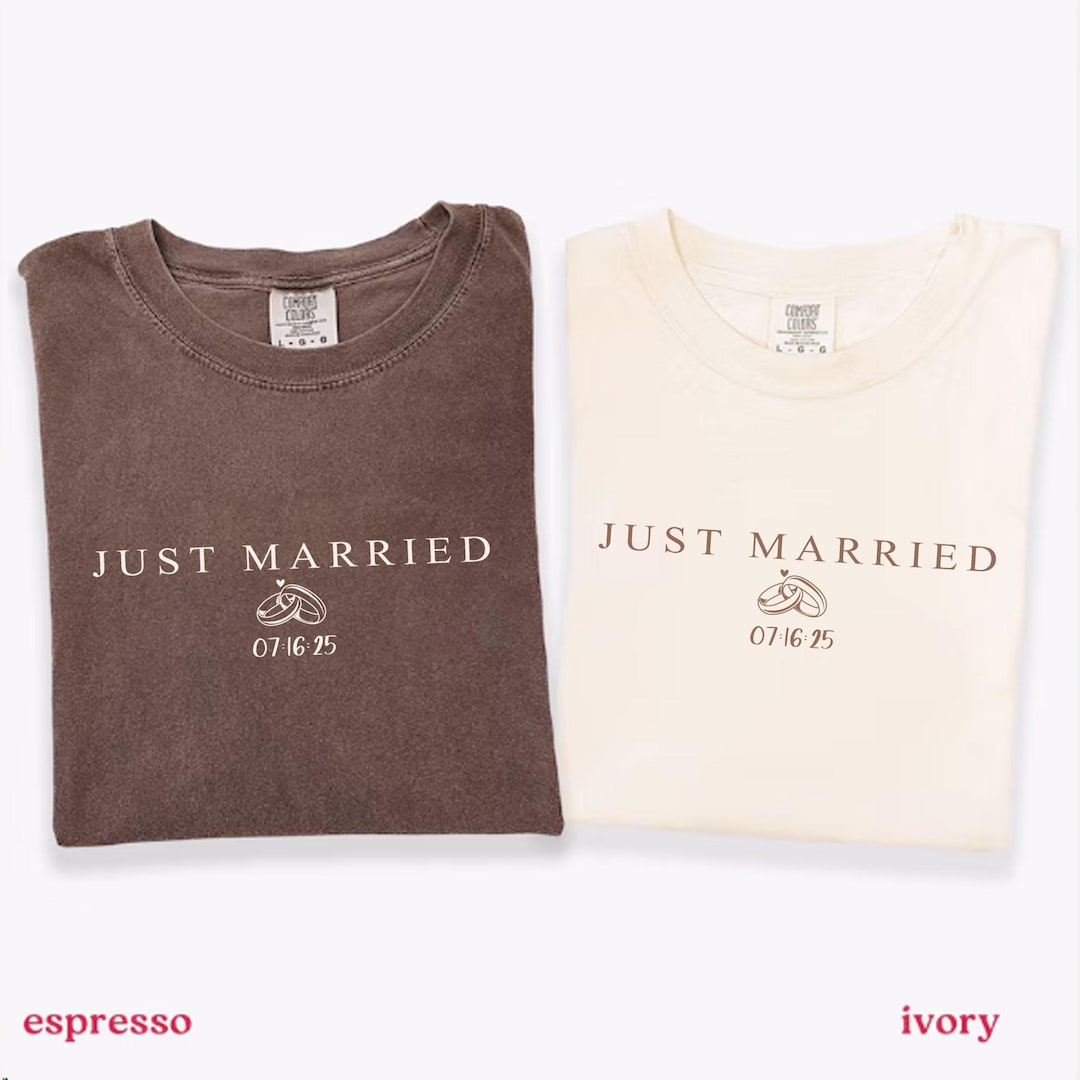 Comfort Colors® Just Married Shirts With Date, Personalized Wedding ...