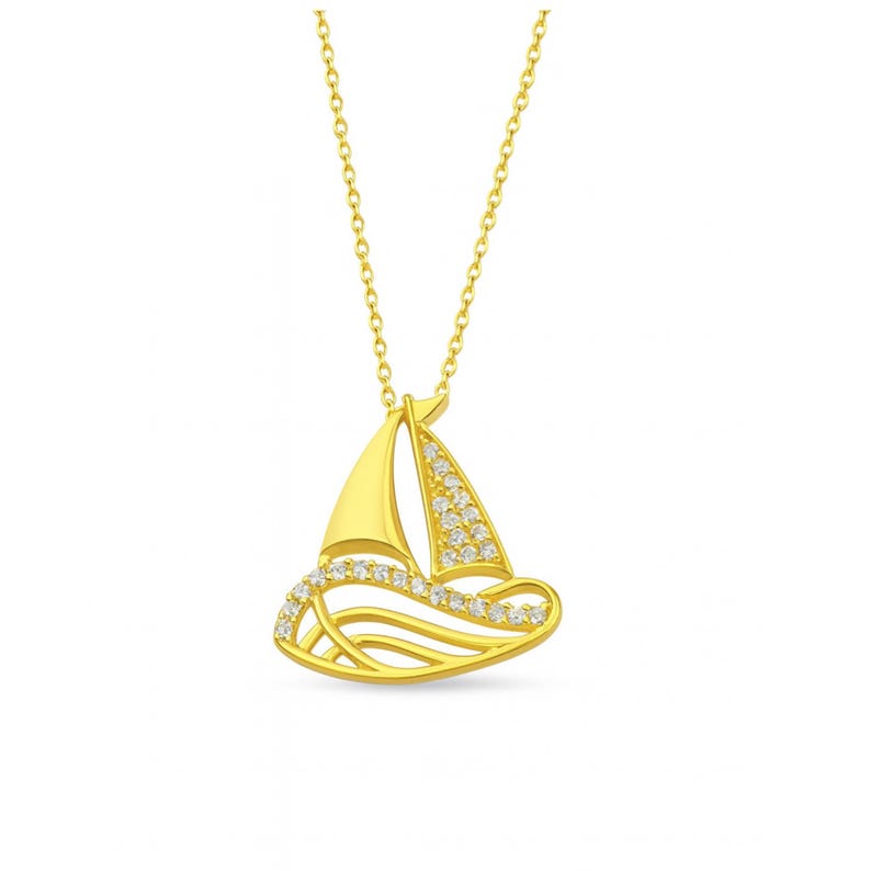 Gold Sailboat Necklace, Sailing Boat Charm Choker, Gift for Her, Dainty ...