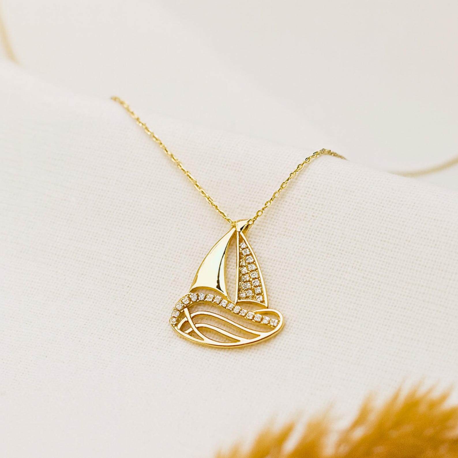 Gold Sailboat Necklace, Sailing Boat Charm Choker, Gift for Her, Dainty ...