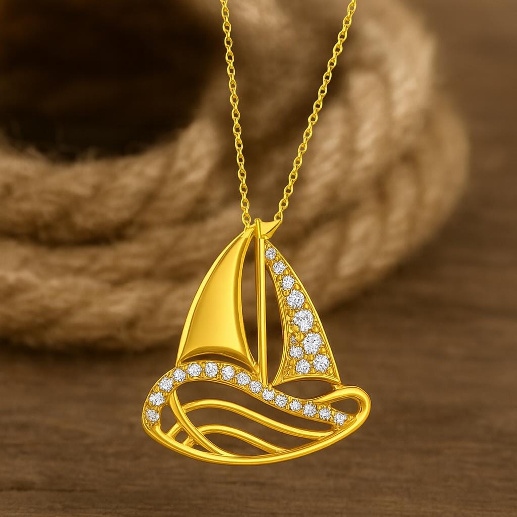 Gold Sailboat Necklace, Sailing Boat Charm Choker, Gift for Her, Dainty ...
