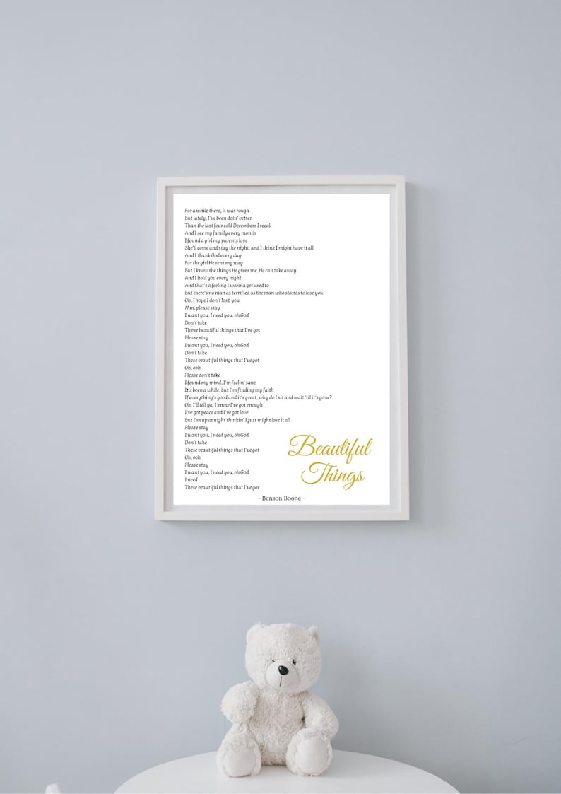 Benson Boone Lyrics Beautiful Things Print, Digital Fan Art, Artist ...