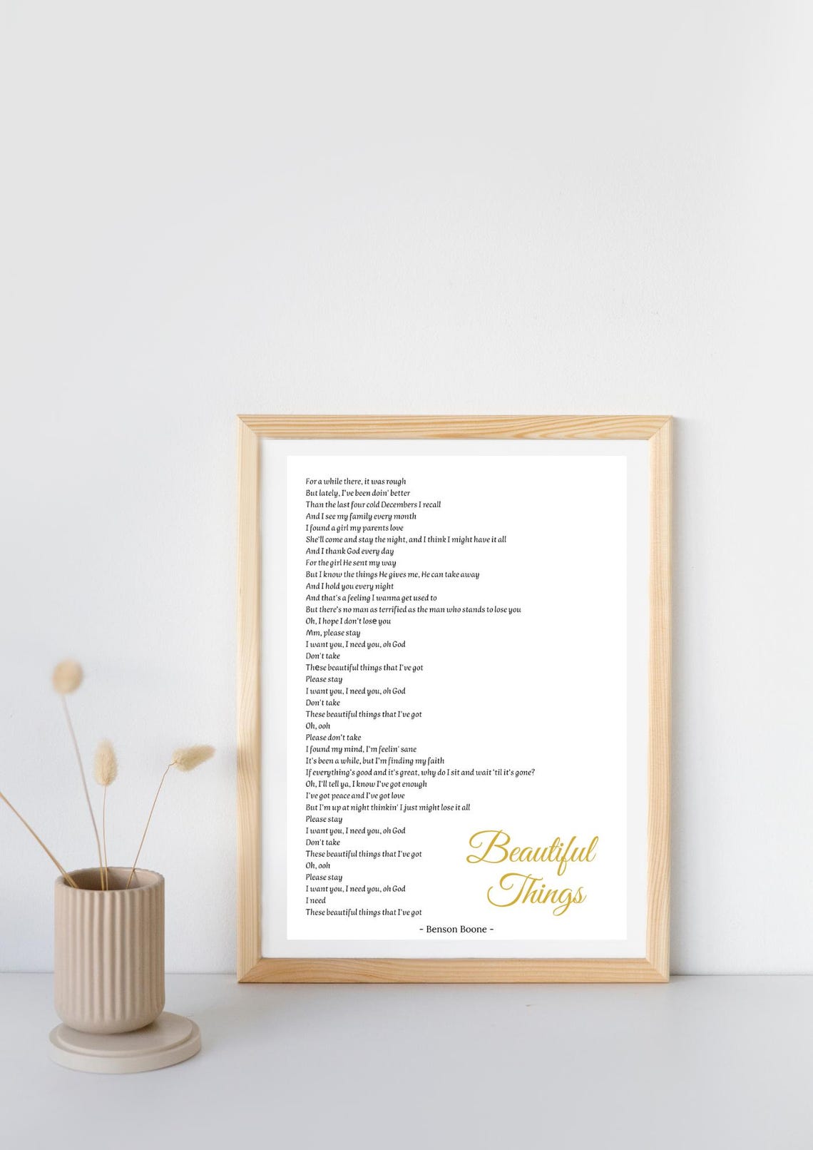 Benson Boone Lyrics Beautiful Things Print, Digital Fan Art, Artist ...