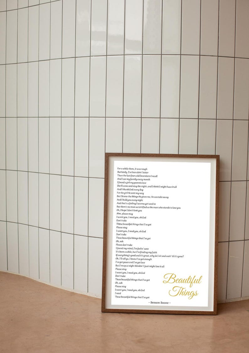 Benson Boone Lyrics Beautiful Things Print, Digital Fan Art, Artist ...