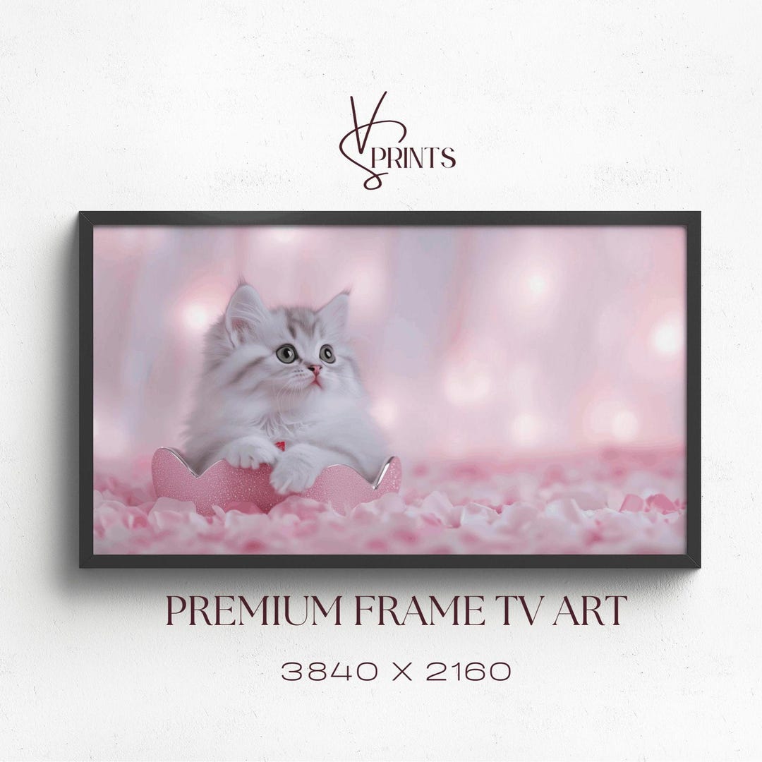 Valentines Cat Frame Tv Art, 4k Frame Smart Tv Art, Cozy Kitten Frame ...