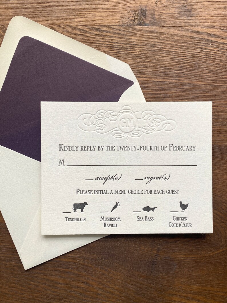 Monogram Letterpress Wedding Invitations - Etsy