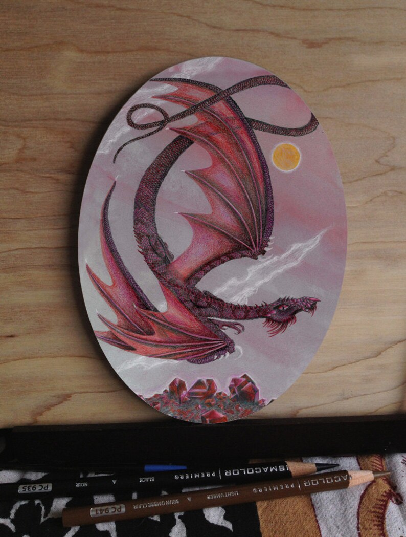 Garnet Dragon Oval Tile Wall Hanging - Etsy