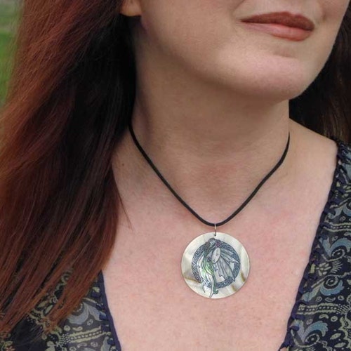 Horned God Horn Moon Amulet Mother of Pearl by Mickie - Etsy