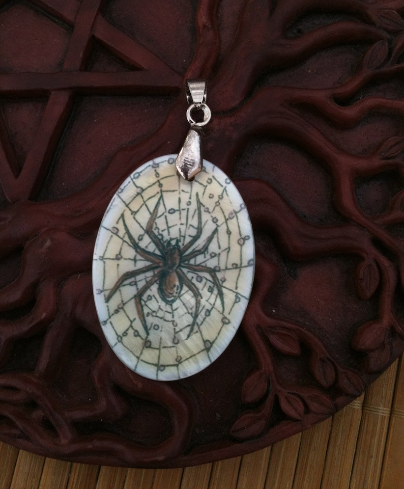 Spider Totem Animal Mother of Pearl Amulet by Mickie Mueller - Etsy