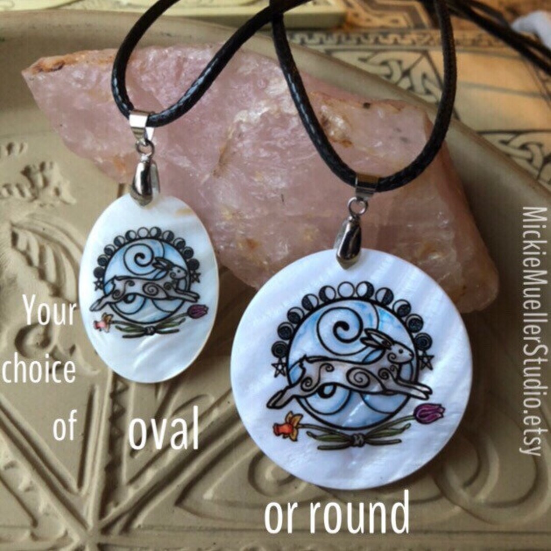 Ostara Rabbit and Moon Amulet, Mother of Pearl by Mickie Mueller FREE ...