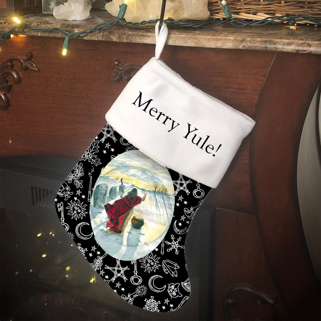Winter Solstice at Dawn, Witchy Yule Art, Satin Holiday Stocking - Etsy