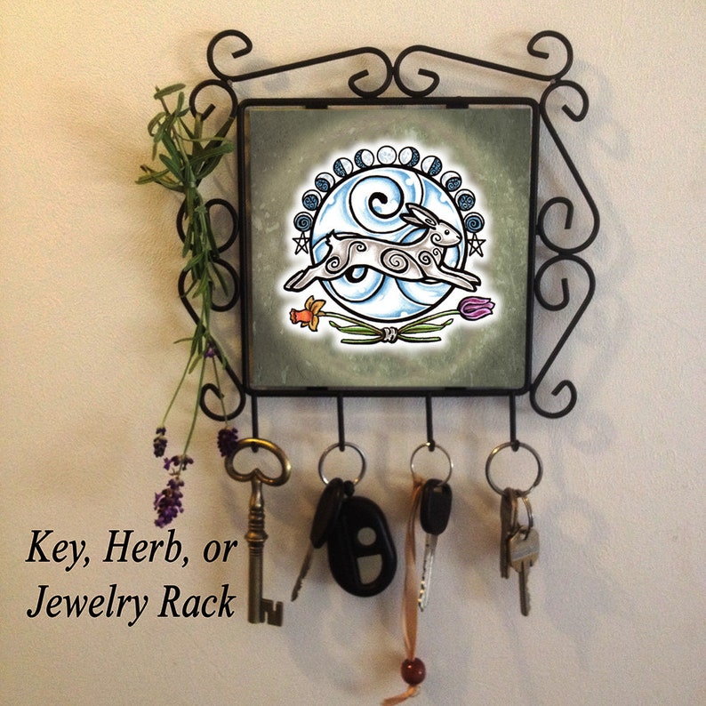Ostara Rabbit and the Moon Key Rack - Etsy