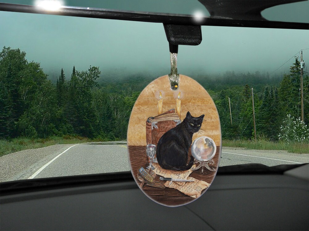 Witches Black Cat Art of Magic Car Charm / Ornament | Etsy