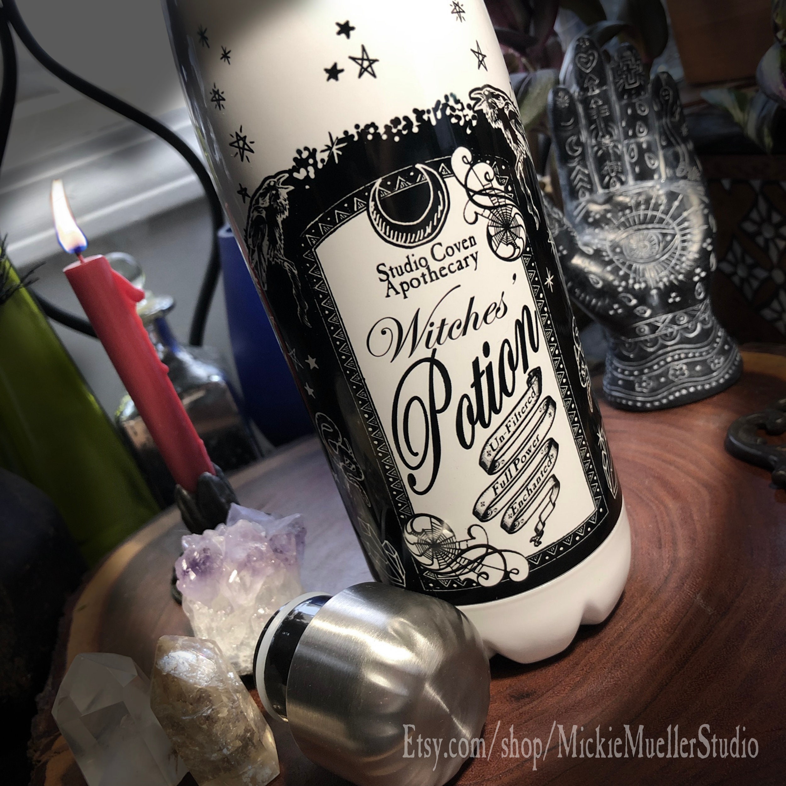 Water Bottle Witchy Goth Apothecary Potion Design Stainless - Etsy