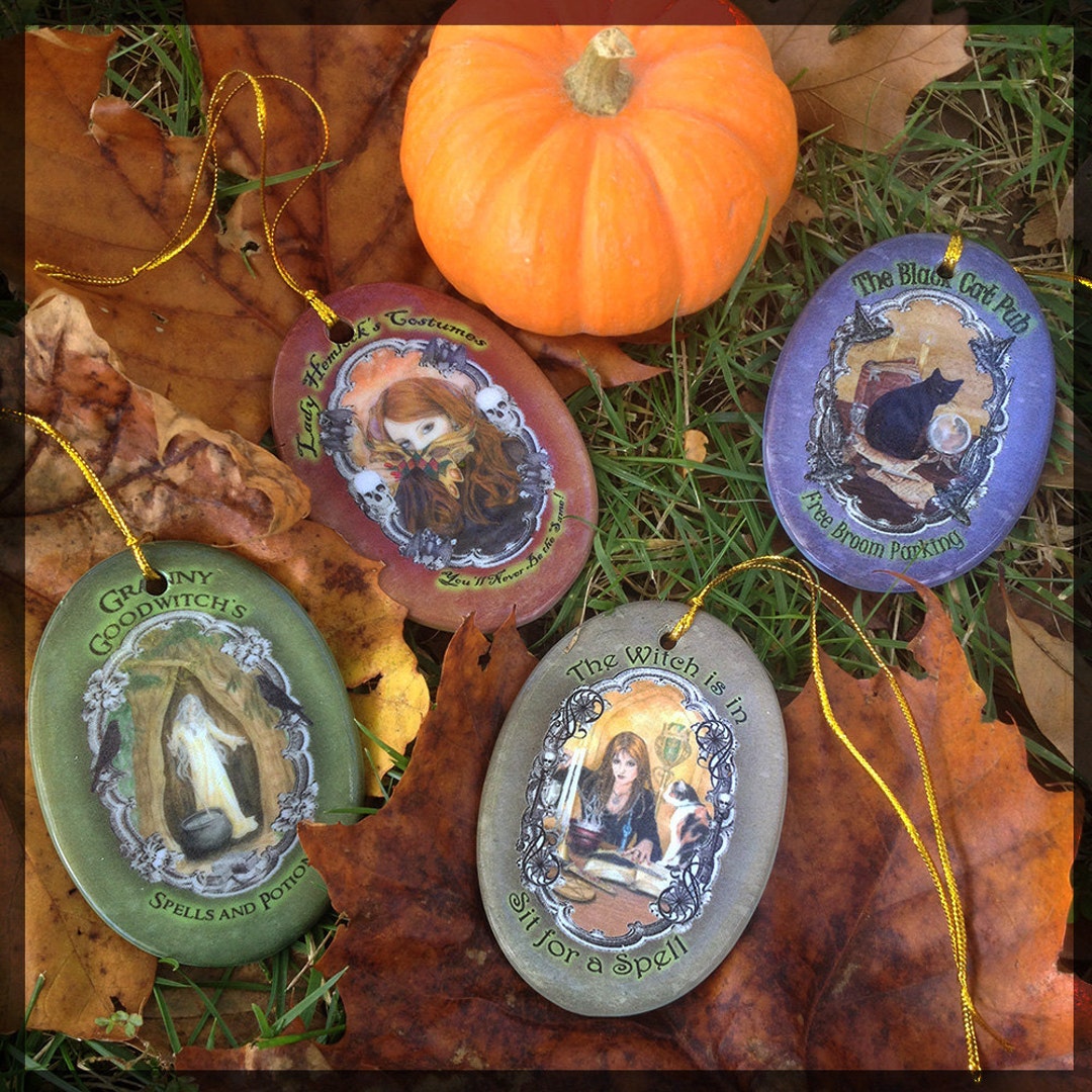 Set of Four Halloween Samhain Ornaments - Etsy