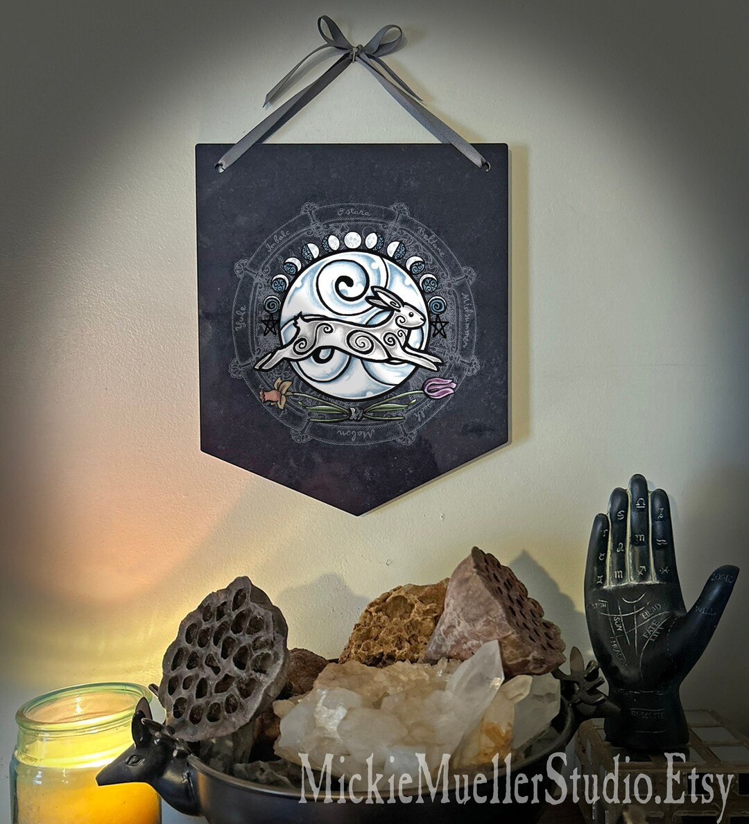 Ostara Rabbit and Moon Banner Shaped Hardboard Sign - Etsy