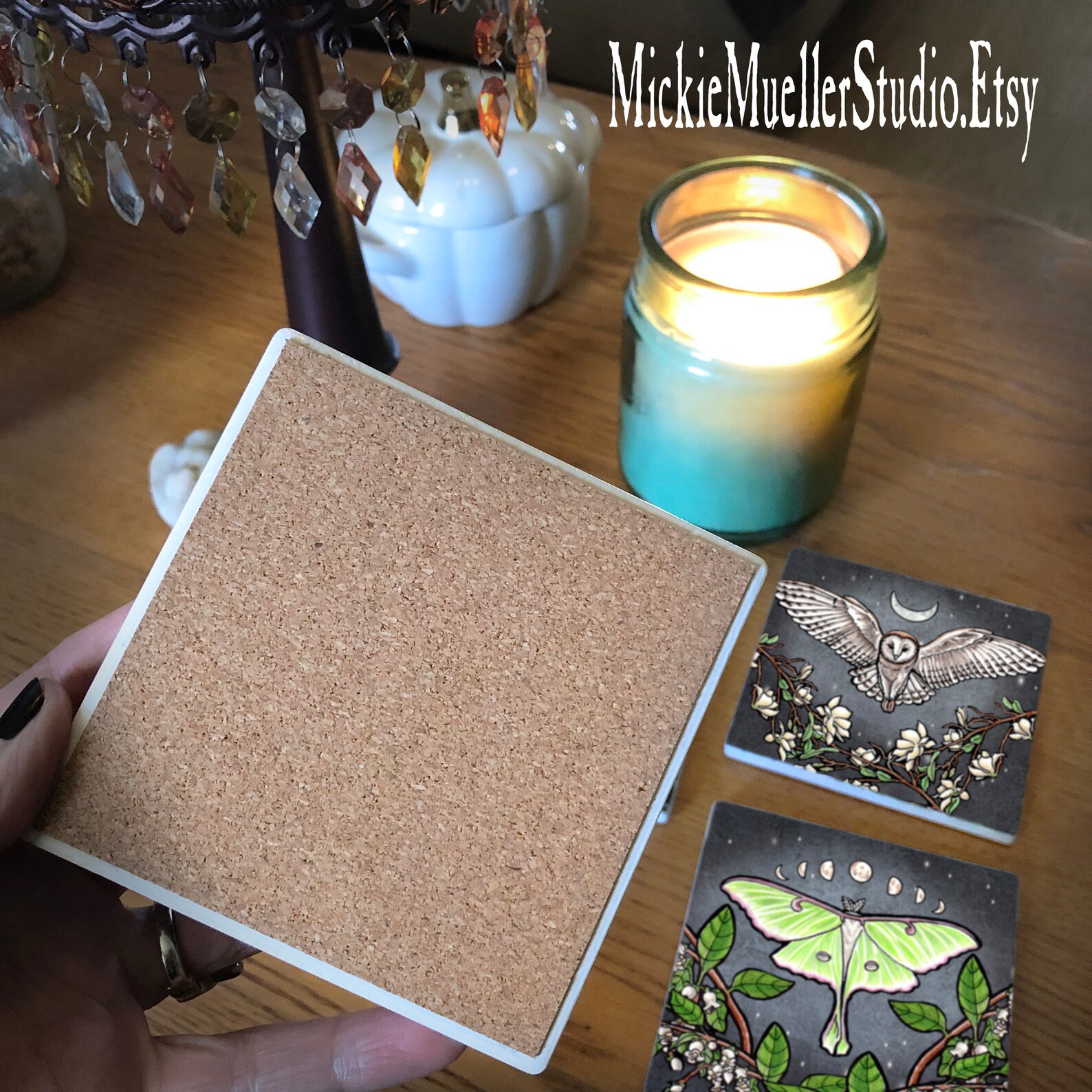 Set of 4 Fly by Night Witchy Coasters - Etsy