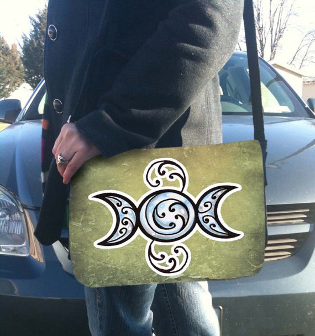 Triple Moon Fantasy Art Shoulder Bag With Changeable Hand Pressed Flap ...