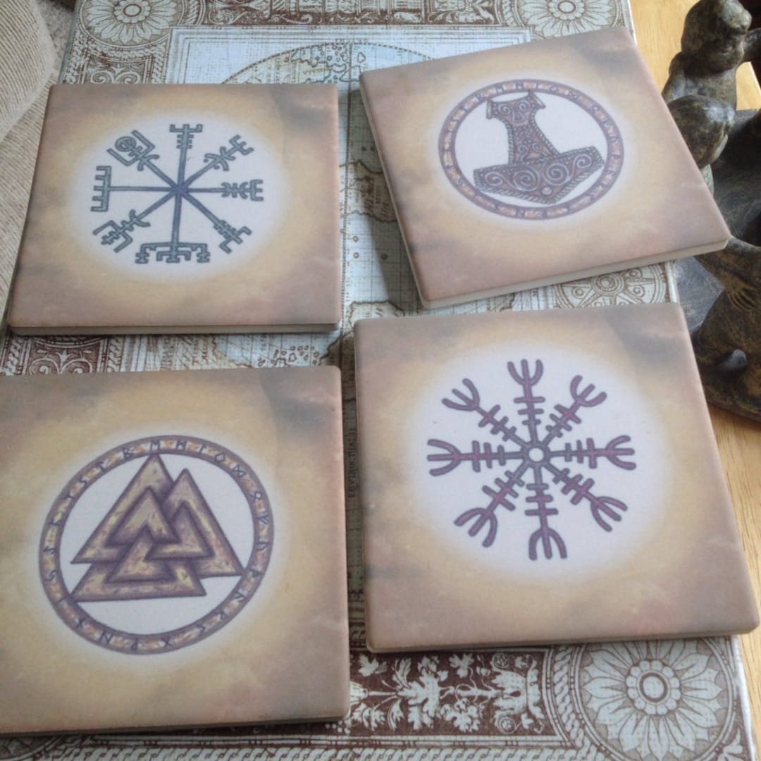 Set of 4 Viking, Heathen Magical Symbols Coasters - Etsy