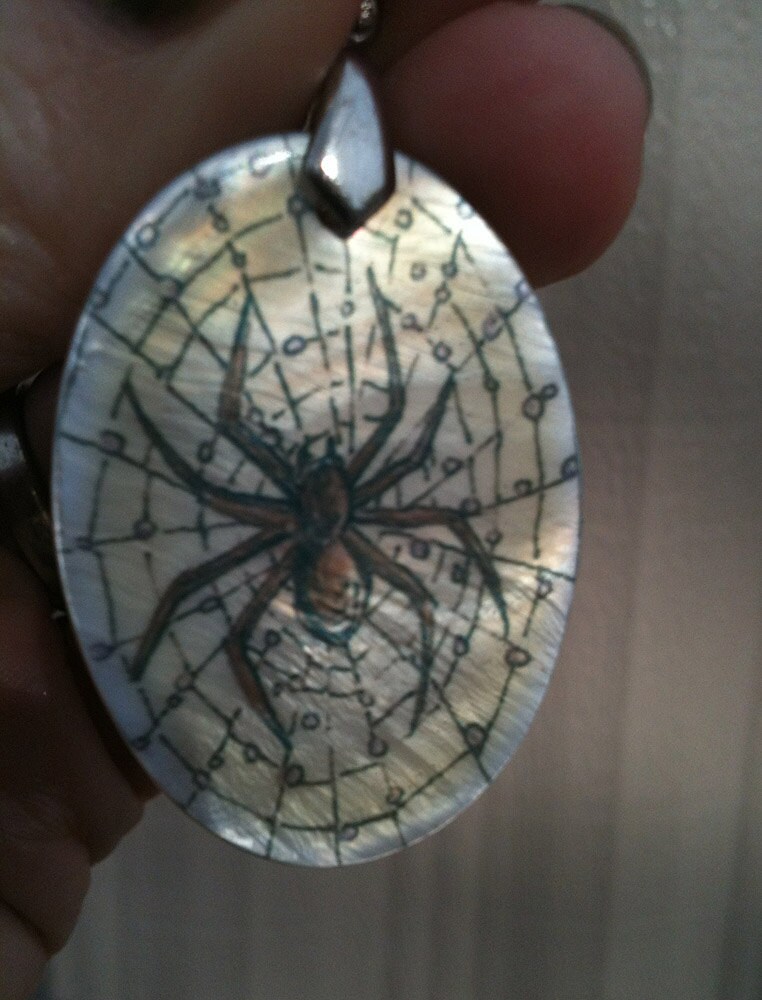 Spider Totem Animal Mother of Pearl Amulet by Mickie Mueller - Etsy