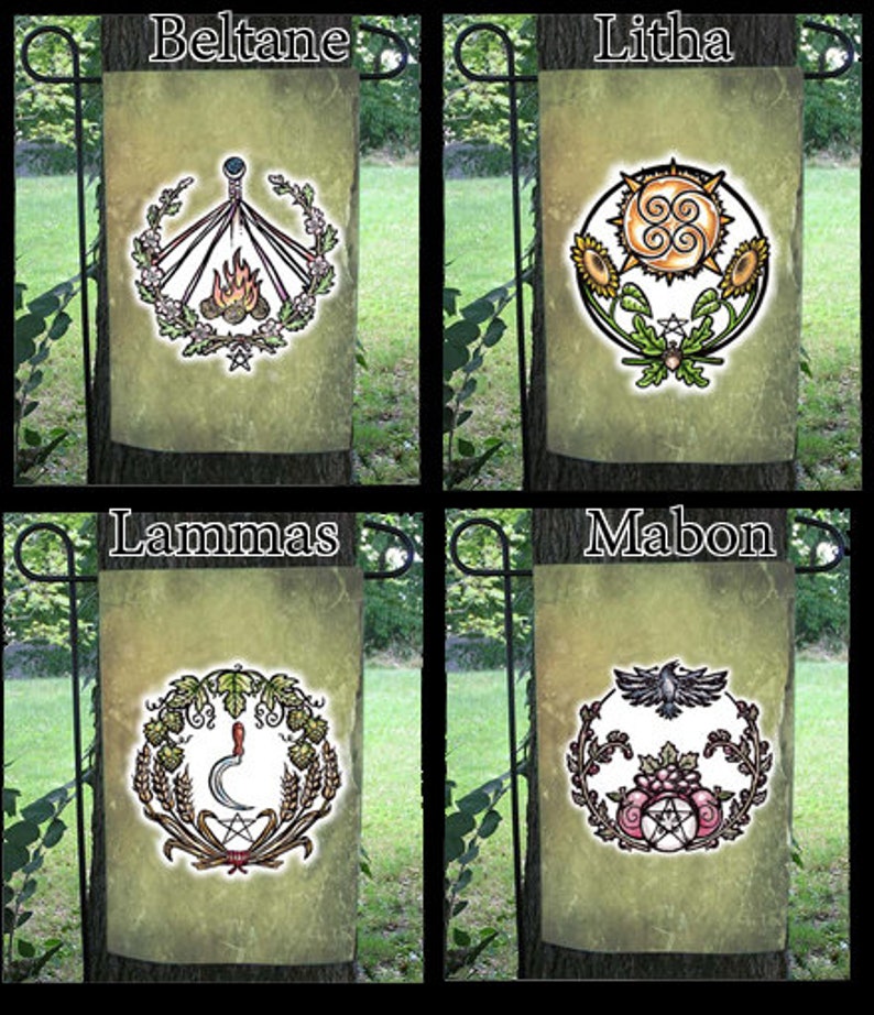 Set of Eight Sabbat Garden Flags Magick Meadow Version | Etsy