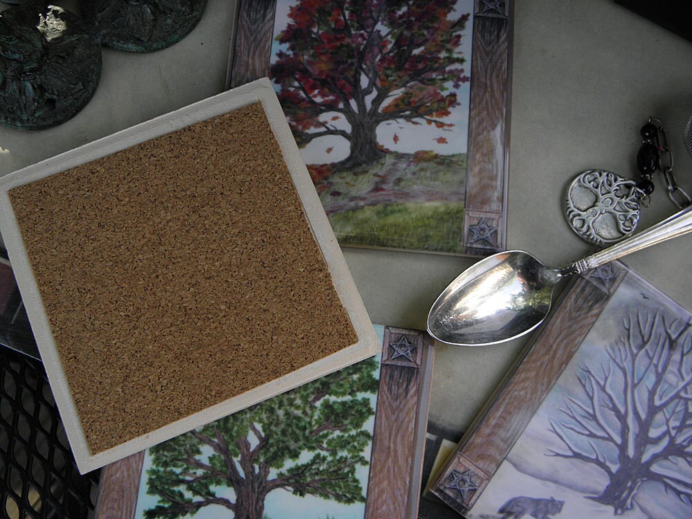 Set of 4 Seasonal Trees Coasters Spring Summer Fall and | Etsy